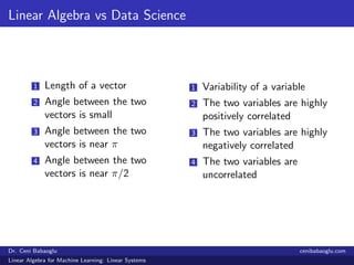 1. Linear Algebra for Machine Learning: Linear Systems | PDF