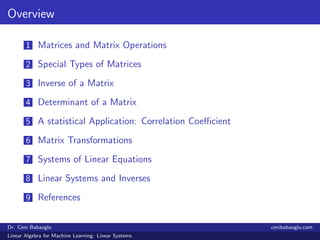 1. Linear Algebra for Machine Learning: Linear Systems | PDF