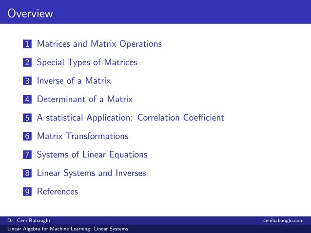 1. Linear Algebra for Machine Learning: Linear Systems | PDF