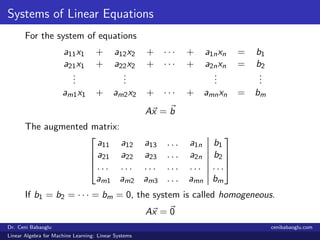 1. Linear Algebra for Machine Learning: Linear Systems | PDF