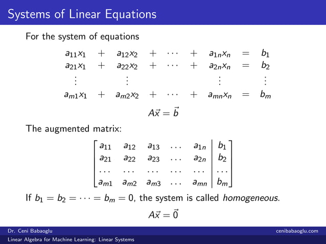 1. Linear Algebra for Machine Learning: Linear Systems | PDF