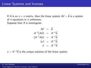 1. Linear Algebra for Machine Learning: Linear Systems | PDF