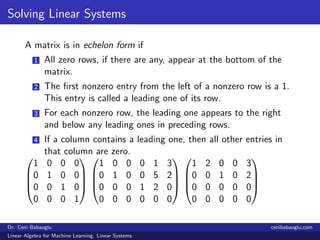 1. Linear Algebra for Machine Learning: Linear Systems | PDF