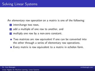 1. Linear Algebra for Machine Learning: Linear Systems | PDF