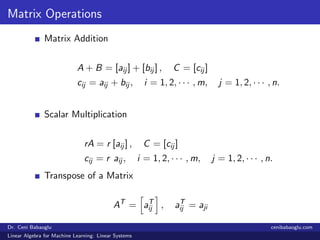 1. Linear Algebra for Machine Learning: Linear Systems | PDF