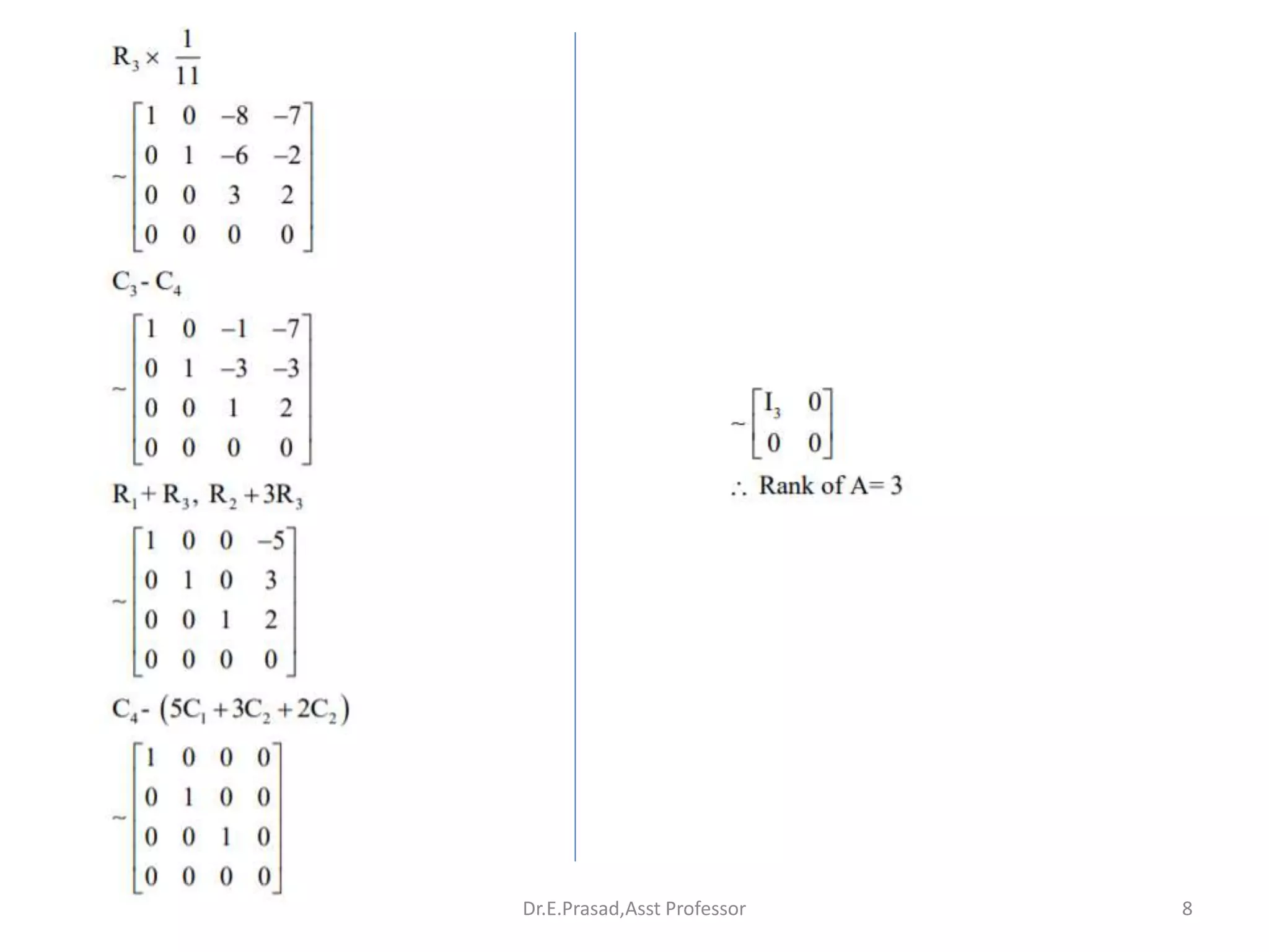 Rank Of Matrix Normal Form Pptx