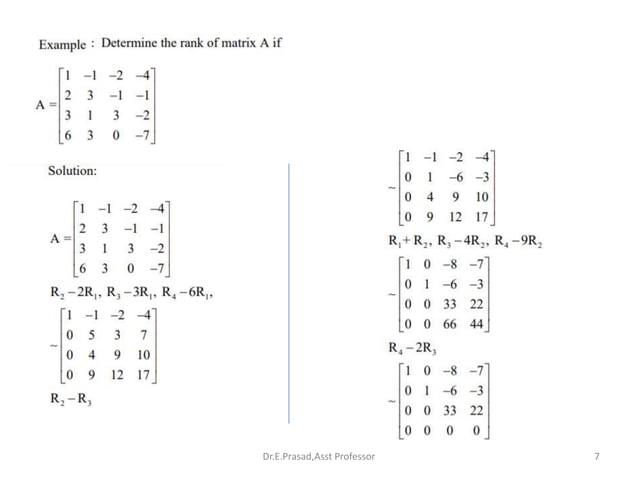 Rank Of Matrix Normal Form Pptx