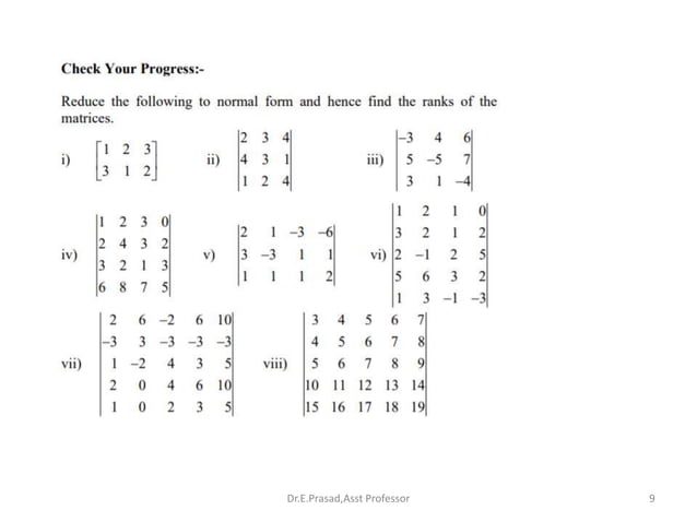 Rank Of Matrix Normal Form Pptx