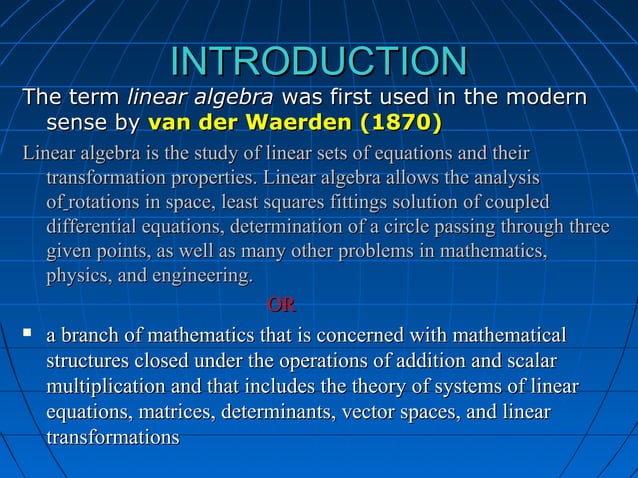 Linear algebra notes 1 | PPT | Chemistry | Science
