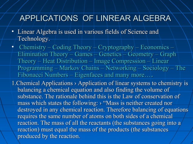 Linear algebra notes 1 | PPT | Chemistry | Science