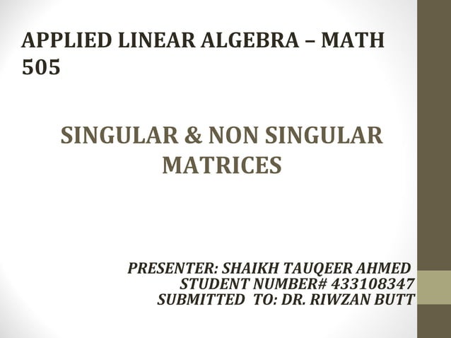 Linear algebra | PPT | Physics | Science
