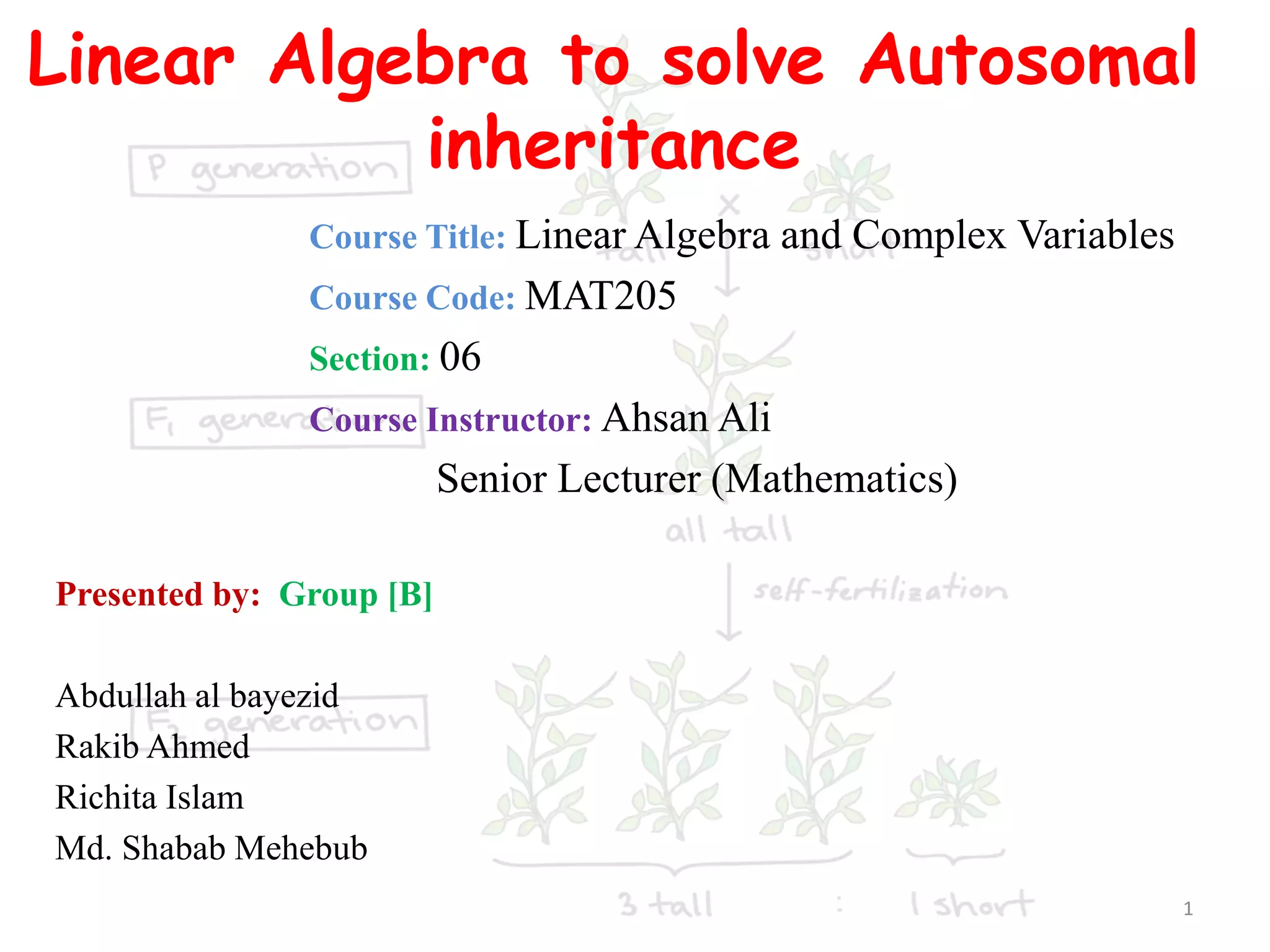 Linear algebra to solve autosomal inheritance | PPTX