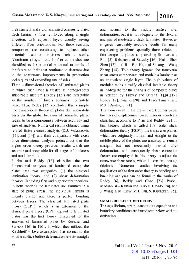 Linear Analysis Of Composite Laminated Plates Using First Order Pdf Physics Science