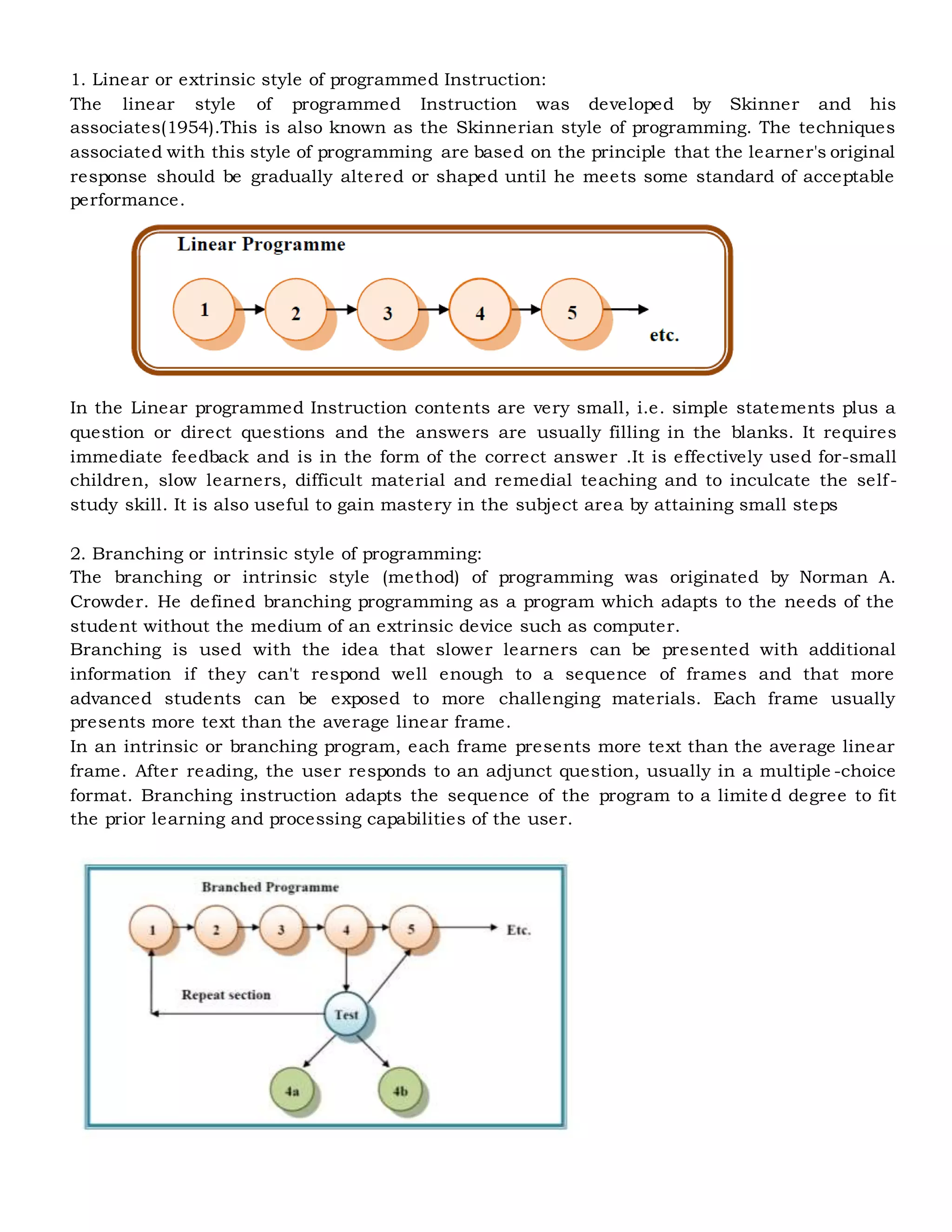 Linear and branched programme instruction | DOCX