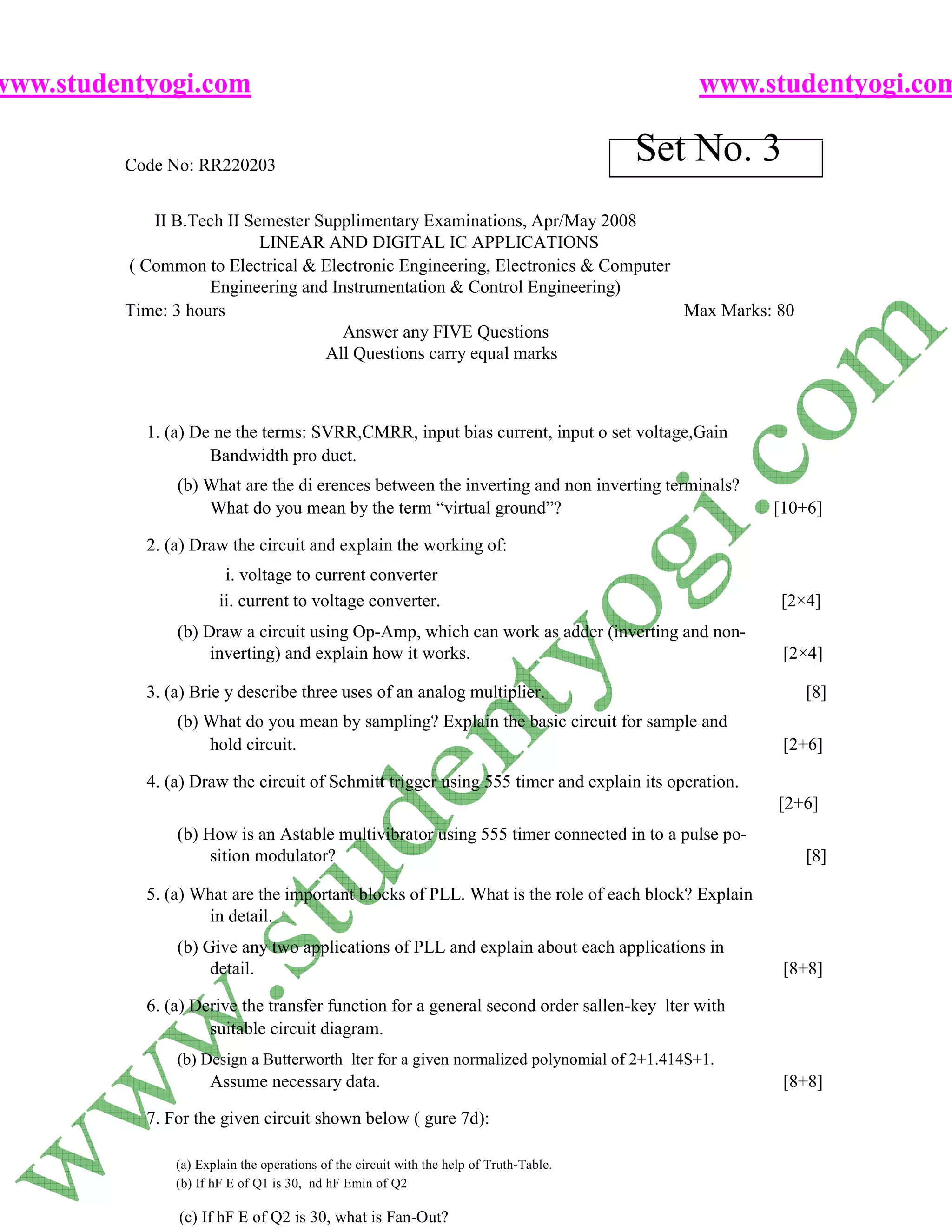 Linear and digital ic applications Jntu Model Paper{Www.Studentyogi.Com ...