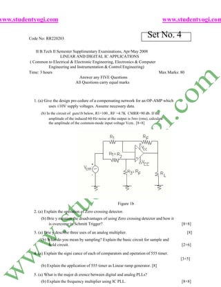 Linear and digital ic applications Jntu Model Paper{Www.Studentyogi.Com ...