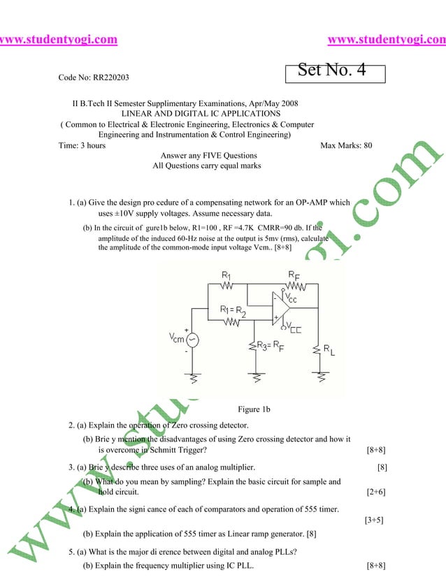 Linear and digital ic applications Jntu Model Paper{Www.Studentyogi.Com} | PDF