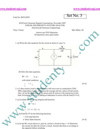 Linear and discrete systems analysis Jntu Model Paper{Www.Studentyogi ...