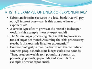 Linear and exponential functions | PPTX