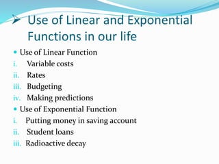 Linear and exponential functions | PPTX