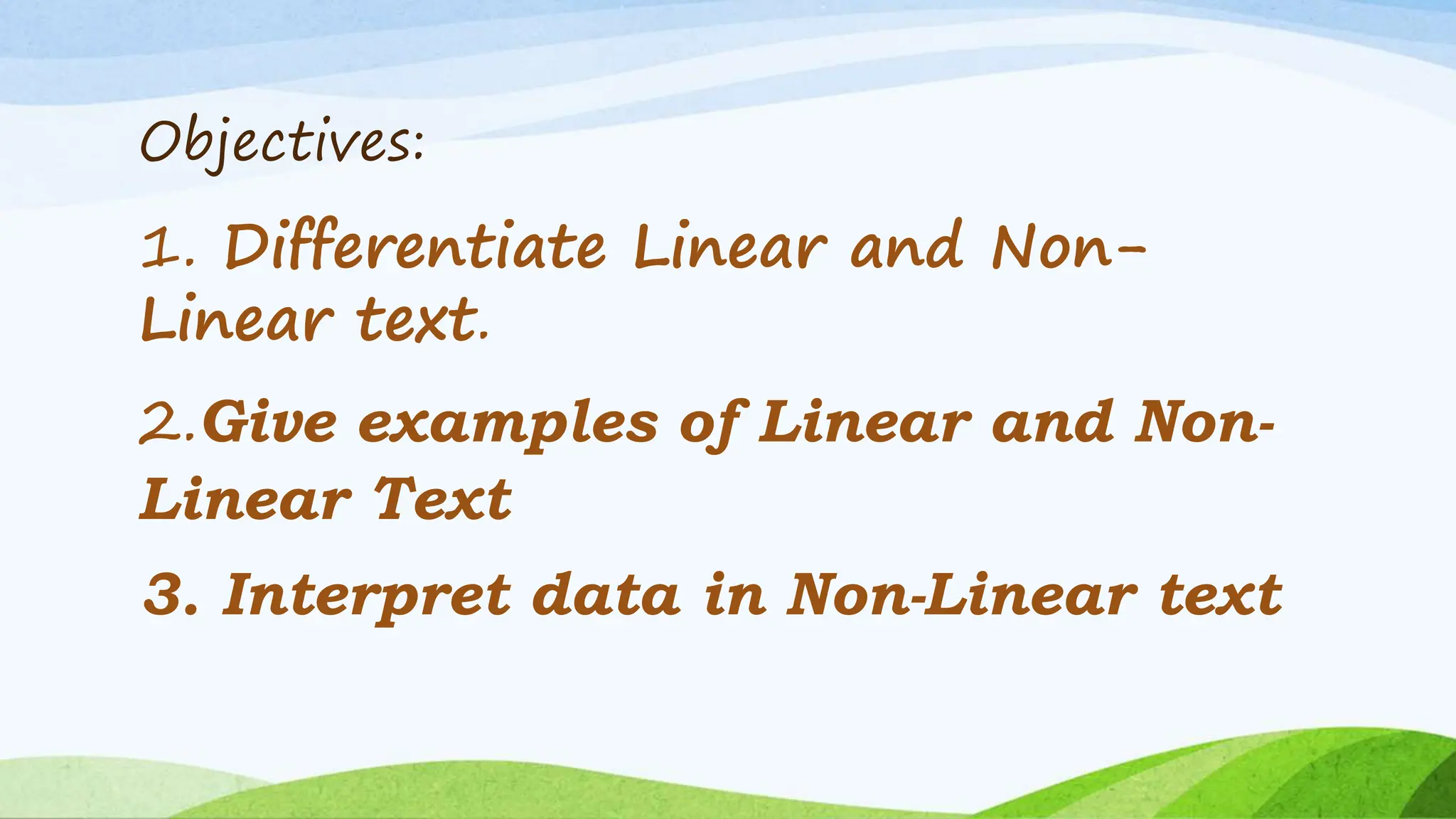 LINEAR and NON-LINEAR TEXTS- Classroom Observation | PPTX