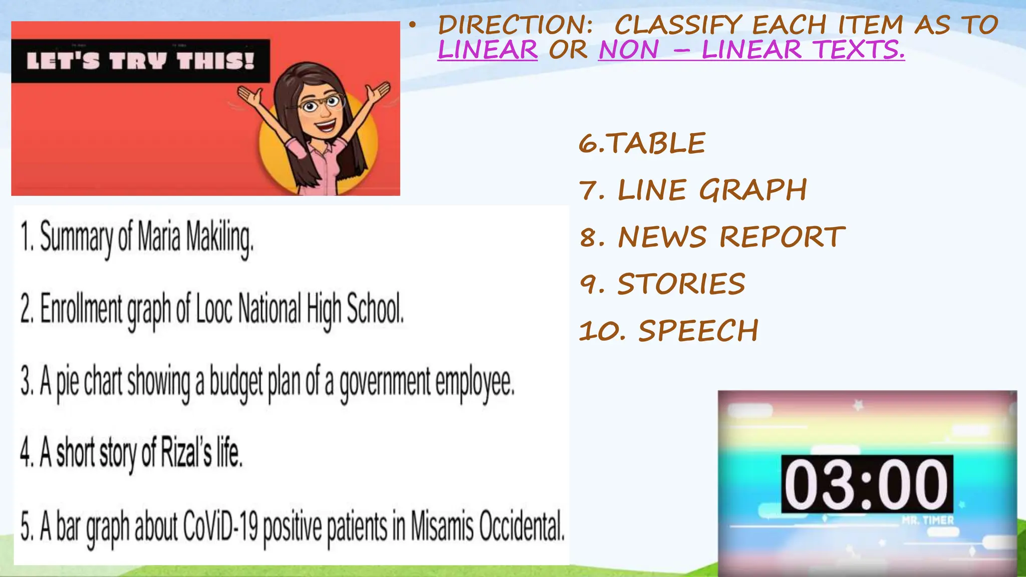 LINEAR and NON-LINEAR TEXTS- Classroom Observation | PPTX