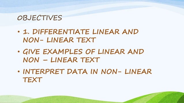 LINEAR and NON-LINEAR TEXTS- Classroom Observation | PPTX | Weather ...