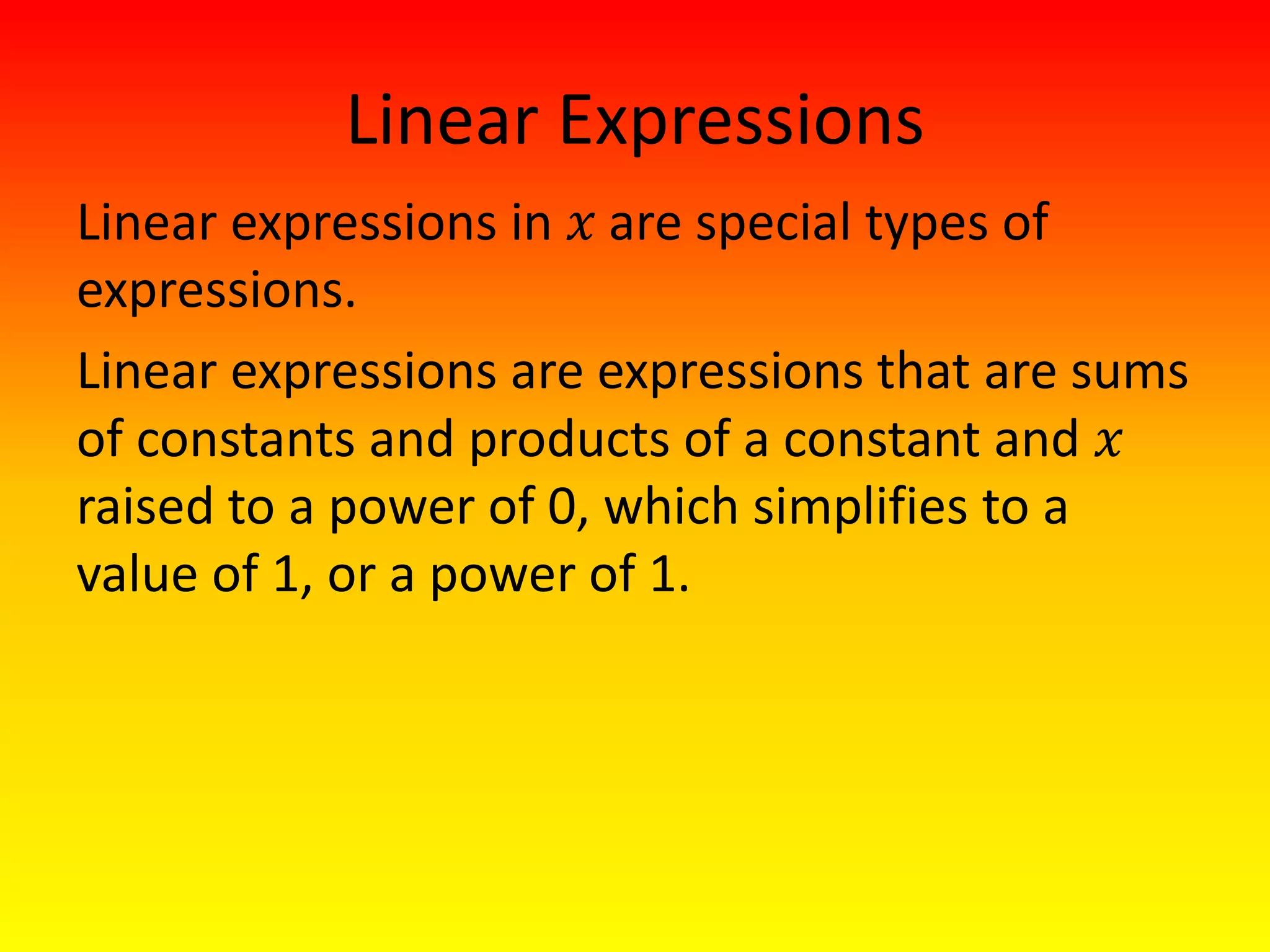 Linear and non linear expressions | PPTX