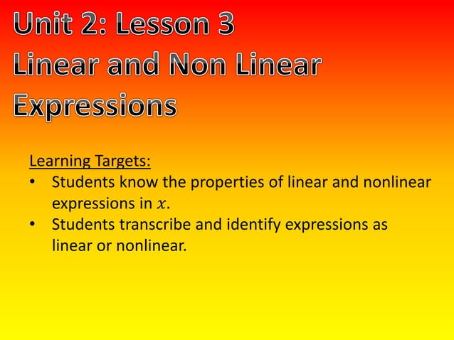 Linear and non linear expressions | PPTX | Physics | Science