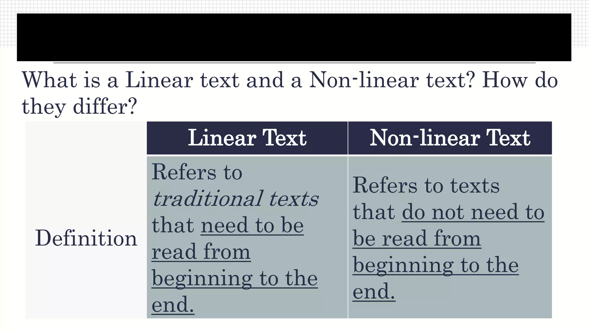 Linear and nonlinear text | PPTX
