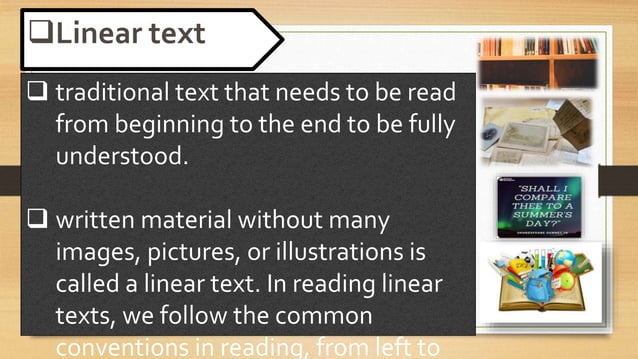 Linear and nonlinear text | PPTX | Books and Literature