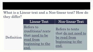 Linear and nonlinear text | PPTX