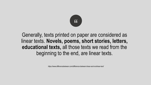 Linear and Non linear texts (English 9) | PPTX | Technology & Computing