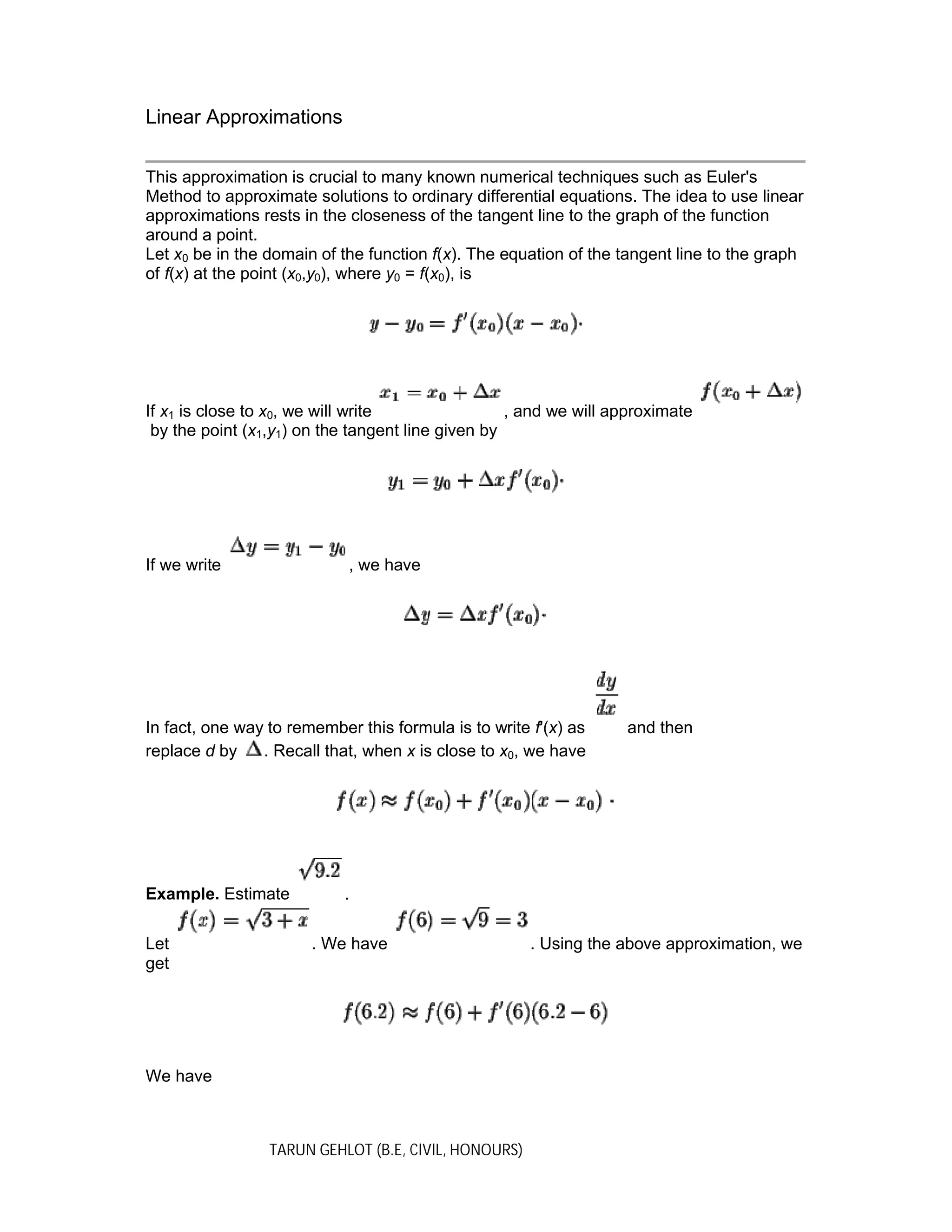 Linear approximations | PDF