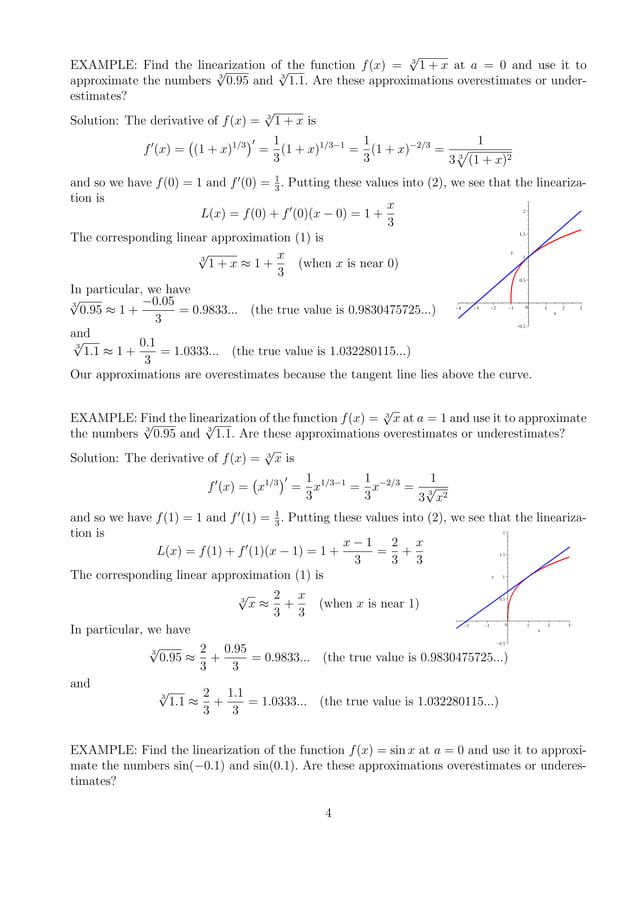 Linear Approximations And Differentials