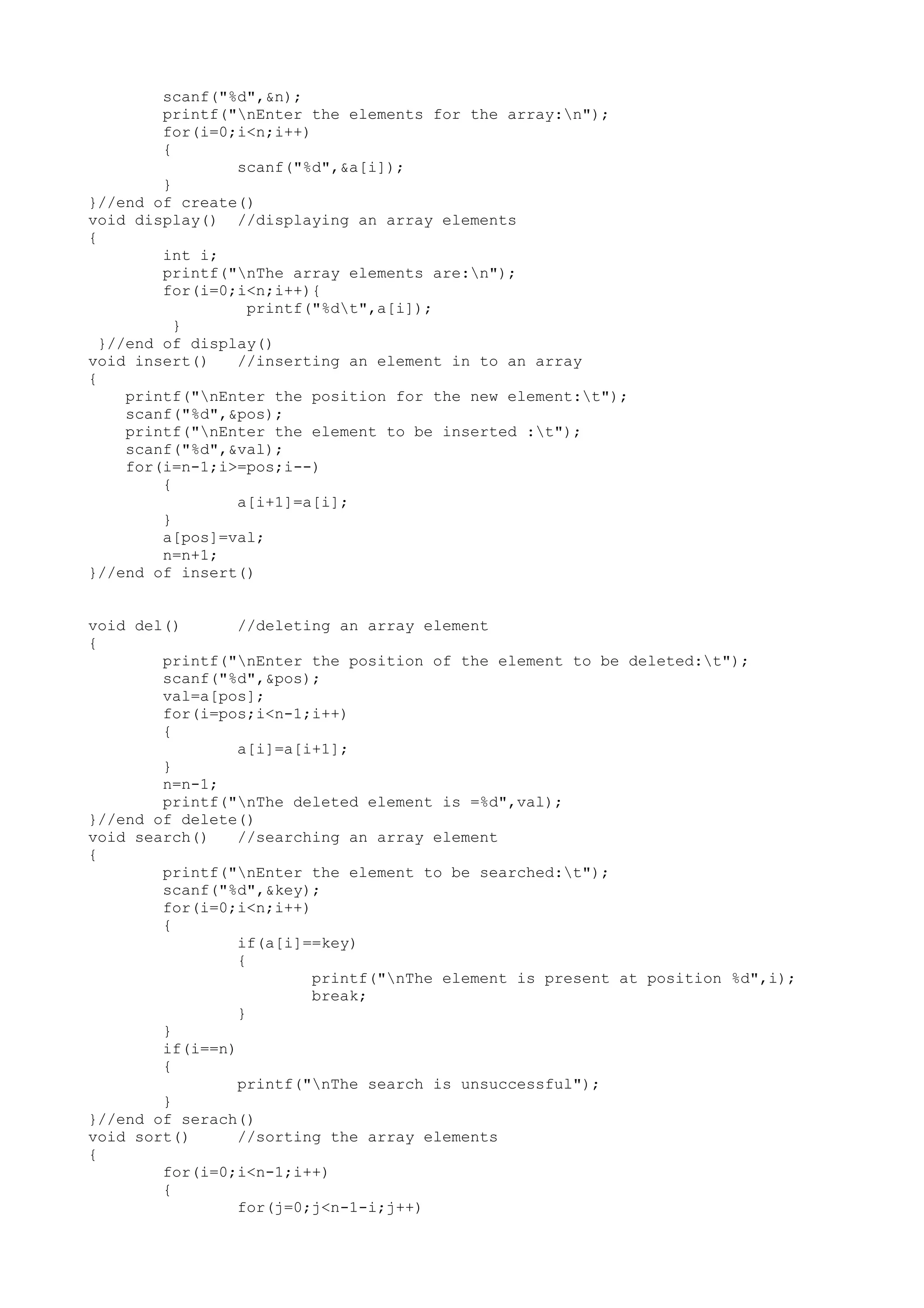 Data Structures Array Operations In C Program Pdf 9429