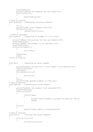 Data Structures : array operations in c program | PDF