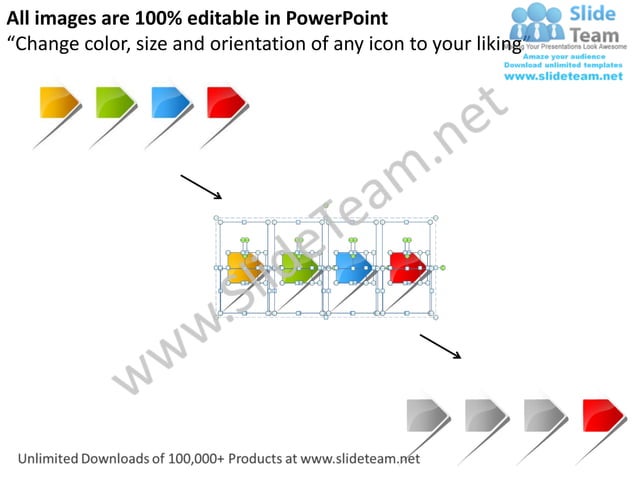 Linear arrow data flow diagram 4 stages sample charts visio power point ...