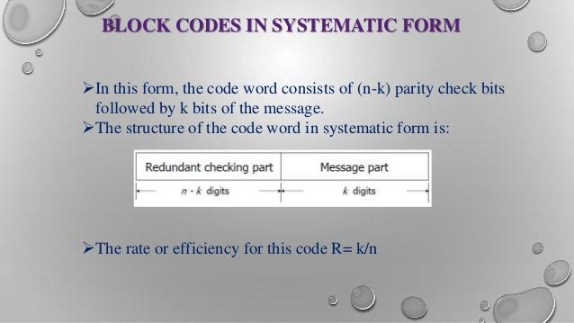 Linear block coding