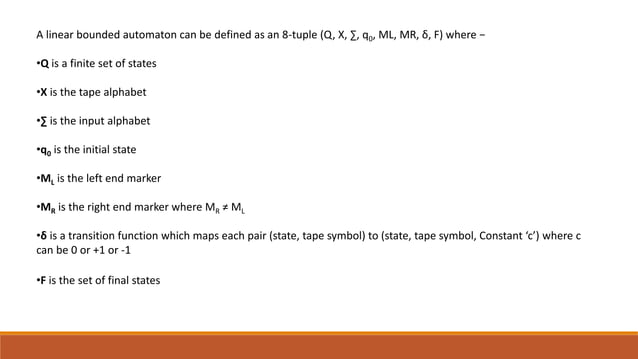 LINEAR BOUNDED AUTOMATA (LBA).pptx | Programming Languages | Computing