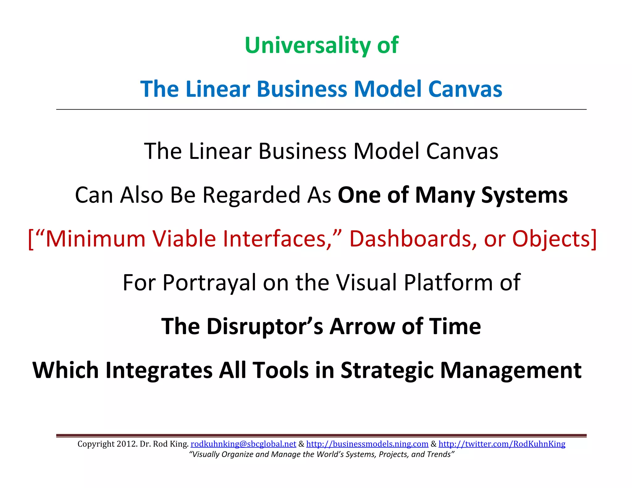 The LINEAR Business Model Canvas for Business Investors, Mentors, and ...