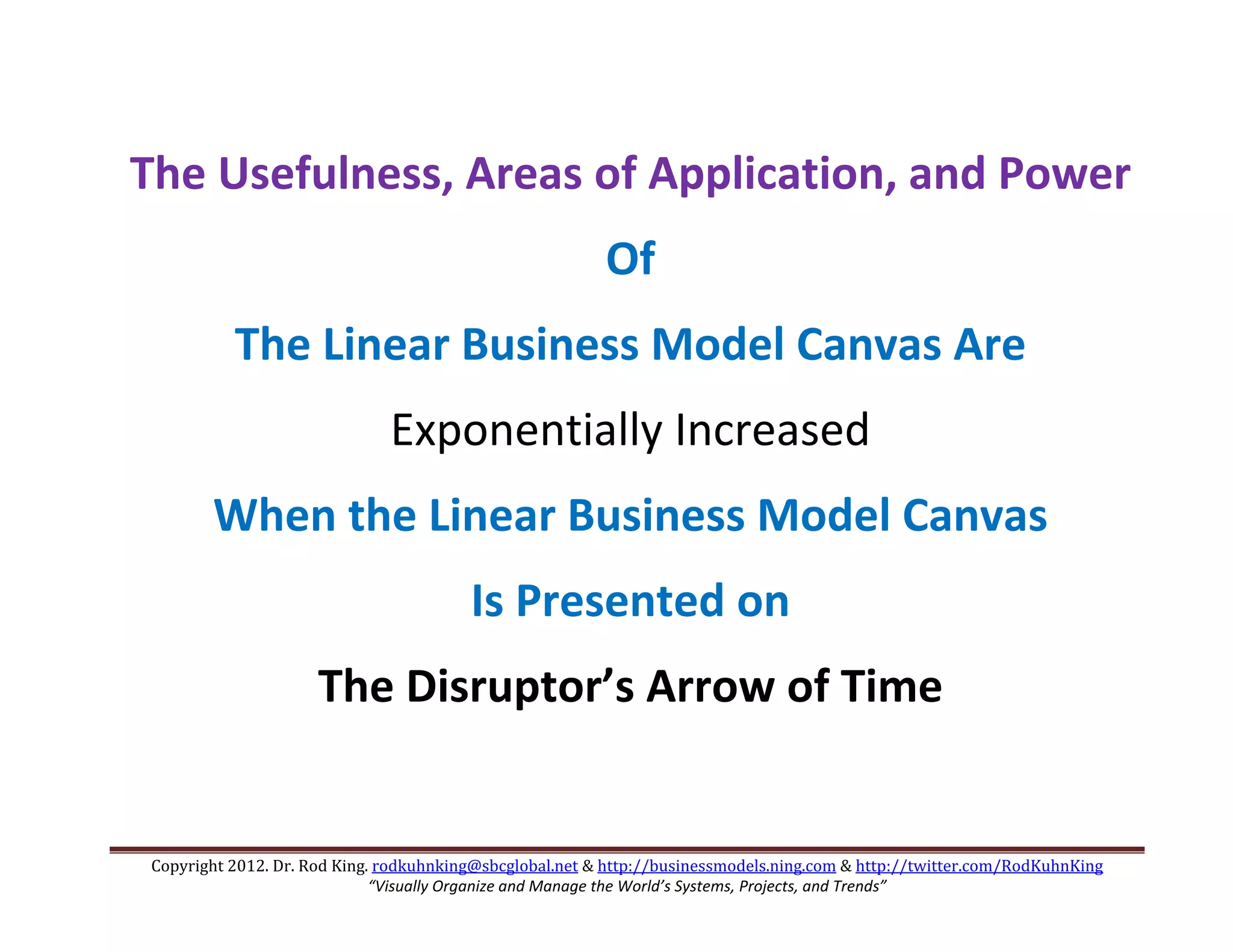 The LINEAR Business Model Canvas for Business Investors, Mentors, and ...