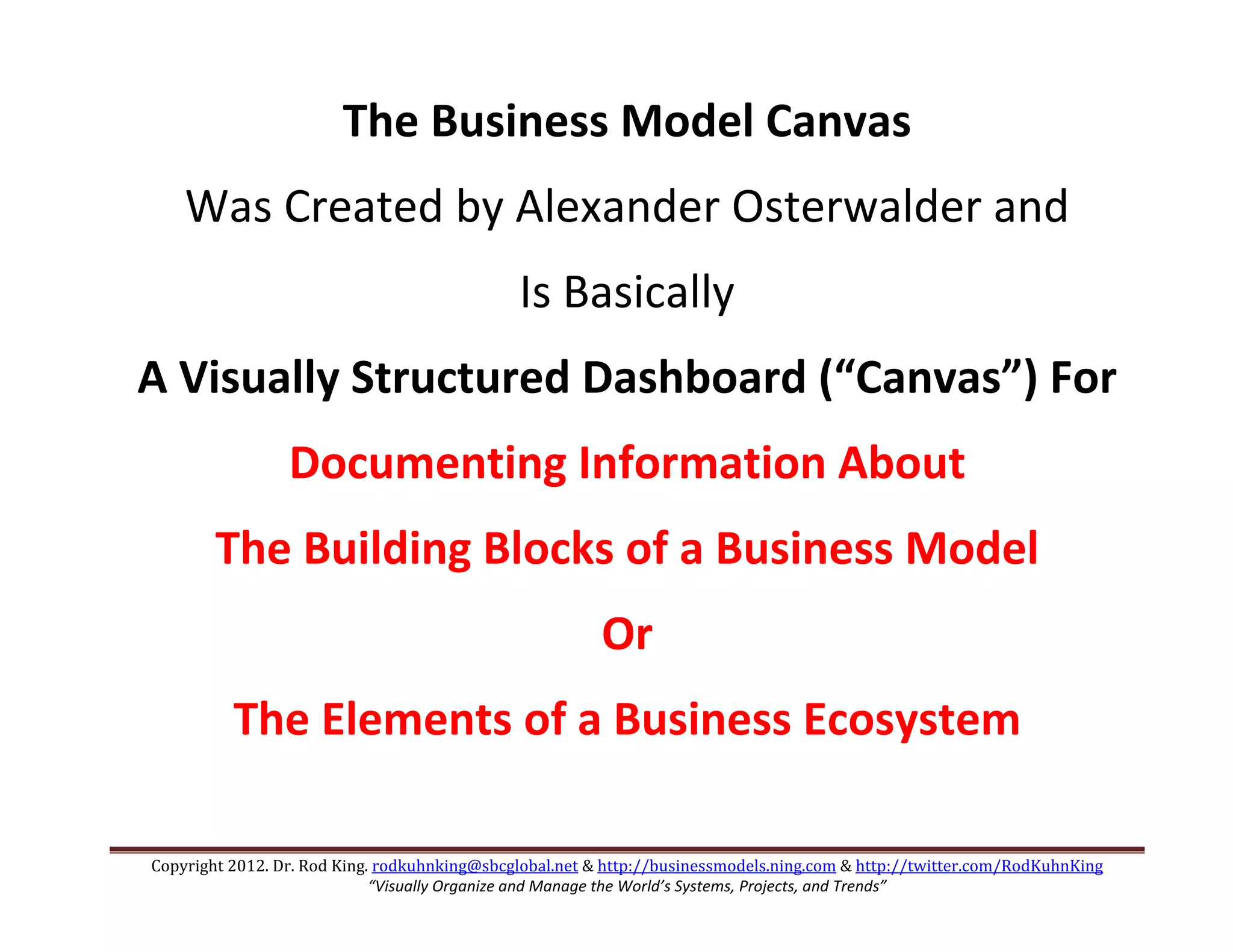 The LINEAR Business Model Canvas for Business Investors, Mentors, and ...