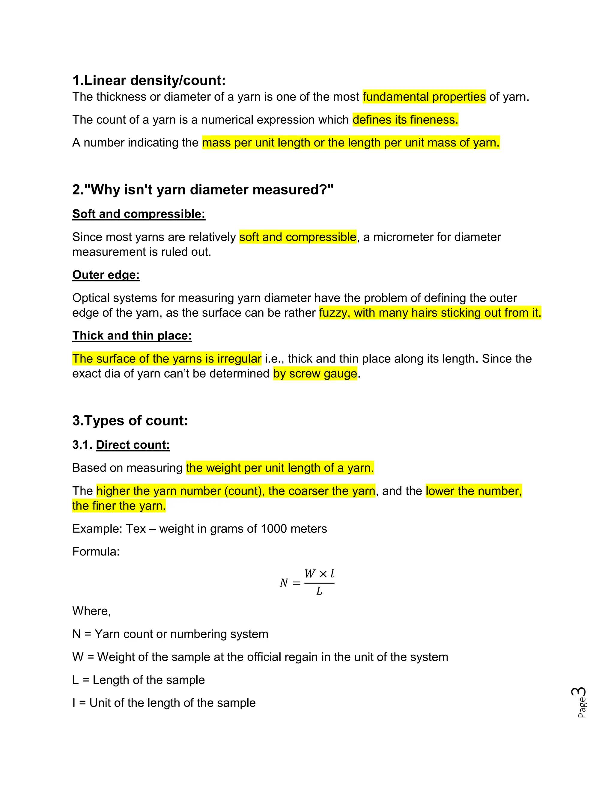 "Yarn linear density measurement and its significance" | PDF