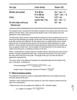 "Yarn linear density measurement and its significance" | PDF
