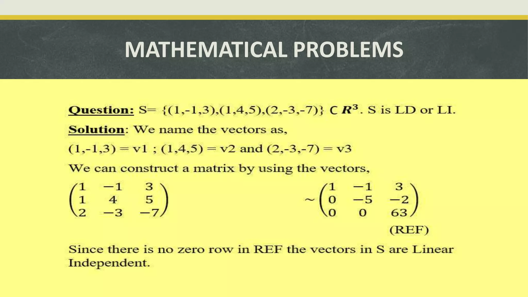 Linear dependence & independence vectors | PPTX