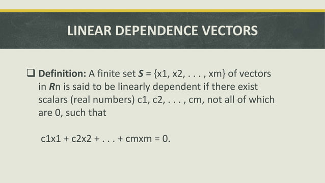 Linear dependence & independence vectors | PPTX | Programming Languages | Computing