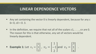 Linear dependence & independence vectors | PPTX
