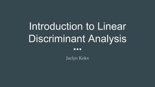 Introduction to Linear Discriminant Analysis | PPTX