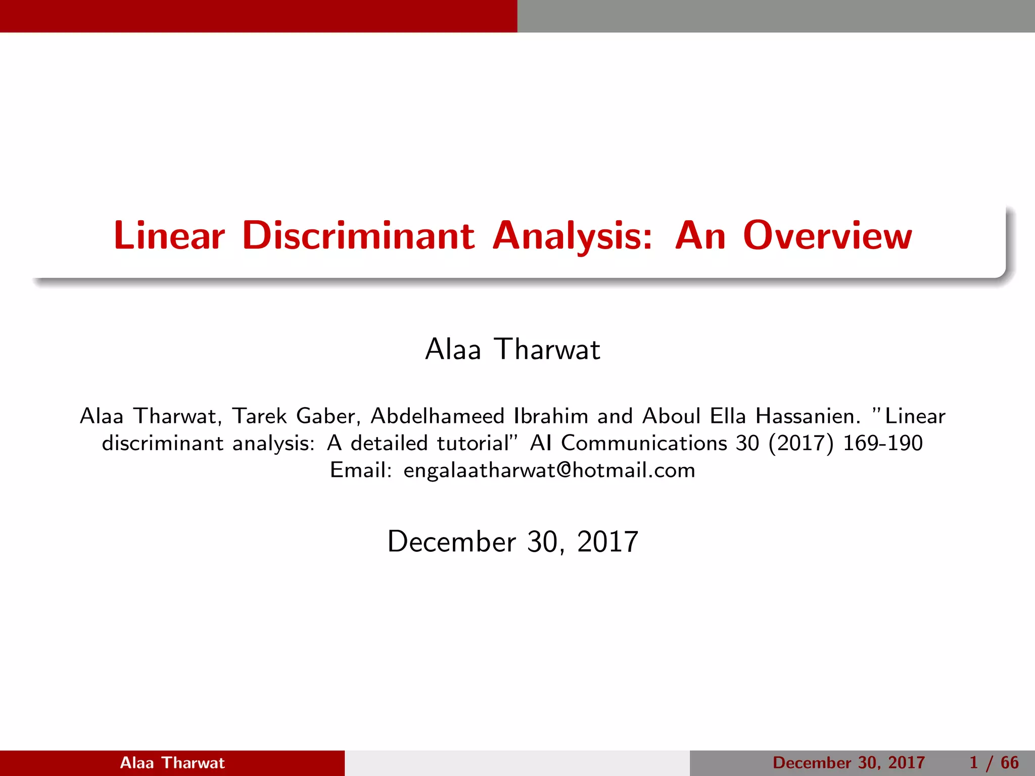 Linear discriminant analysis: an overview | PDF
